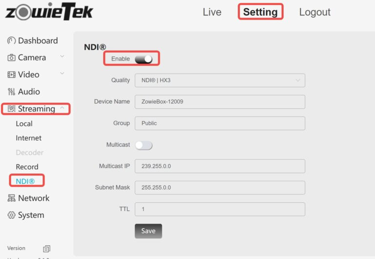 How to switch to NDI mode - Zowietek Electronics, Ltd.