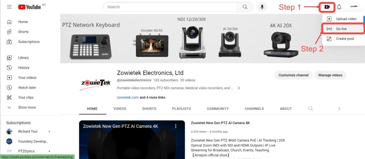 How to stream to YouTube – Zowietek Electronics, Ltd.